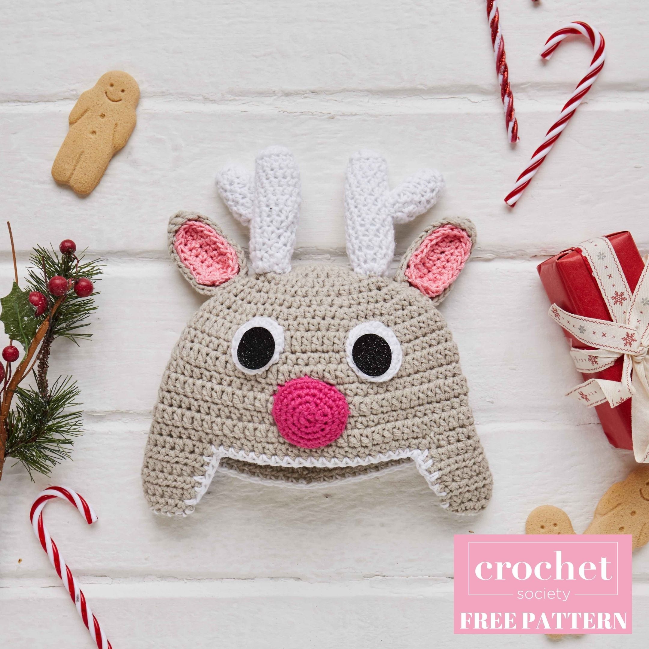 Perfect For Christmas - Free Reindeer Hat Pattern from Crochet Society