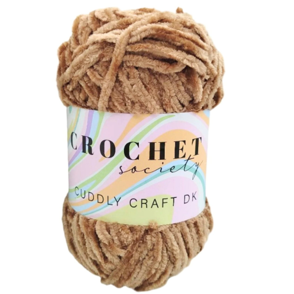 Crochet Society Cuddly Craft DK Chenille Yarn 100g Brown | Cookie