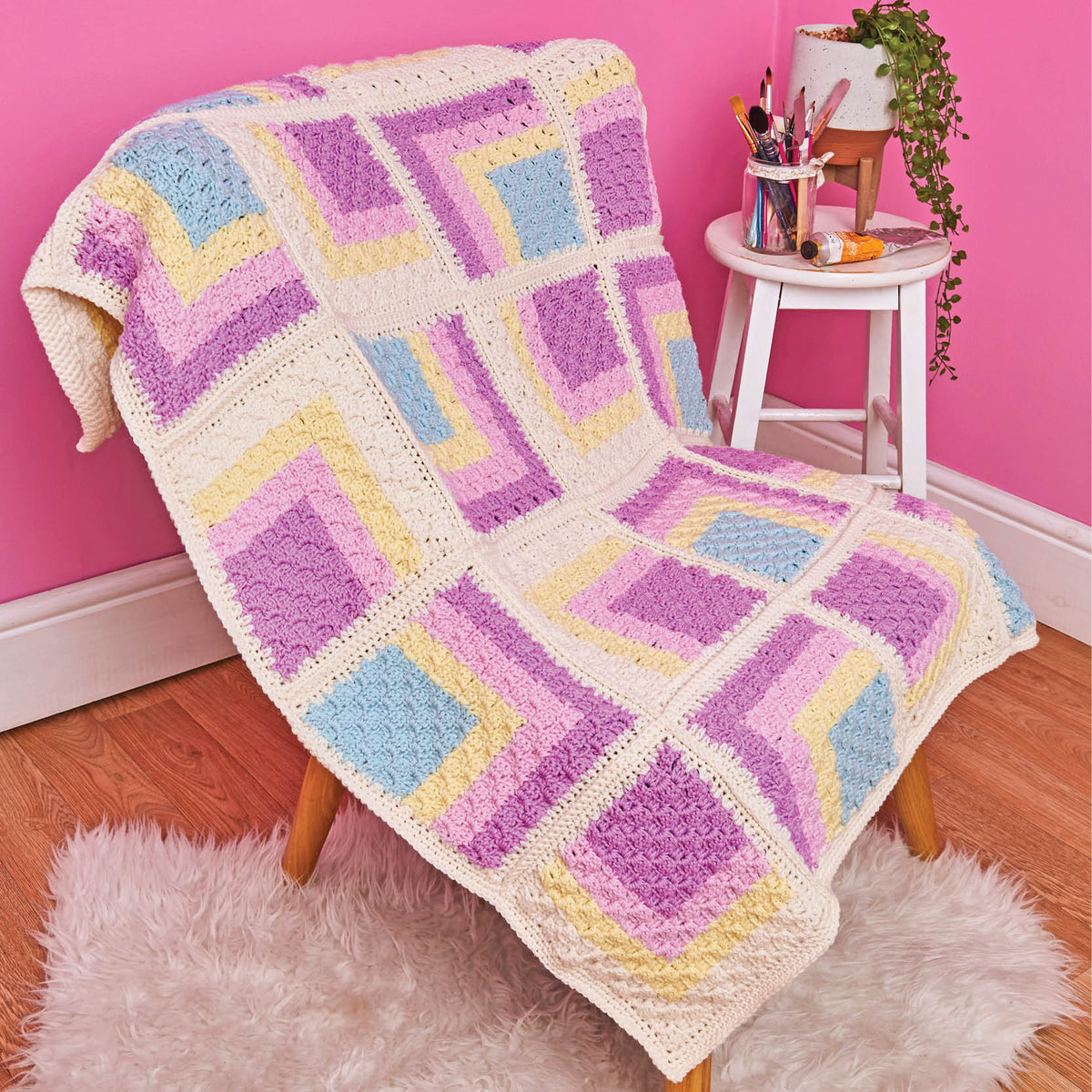 Faux Log Cabin Blanket Digital Pattern — Crochet Society