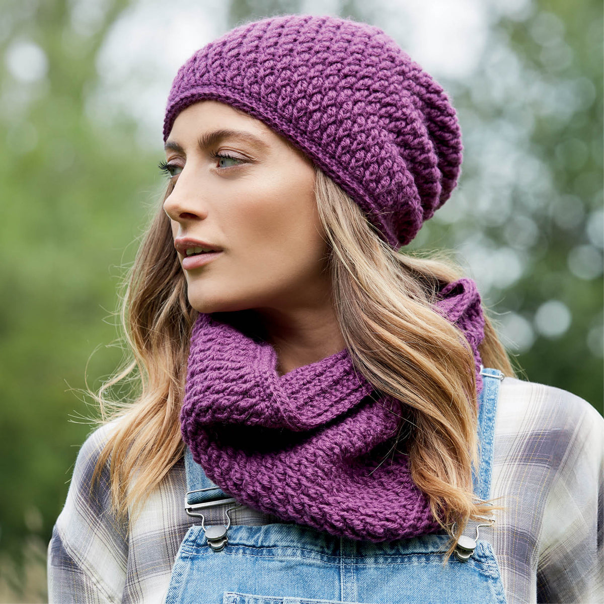 Plum Pine Cone Hat & Cowl Digital Pattern — Crochet Society